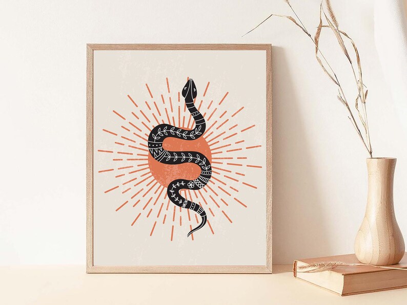 Snake Boho Print Bohemian Art Print Snake Boho Art Boho - Etsy