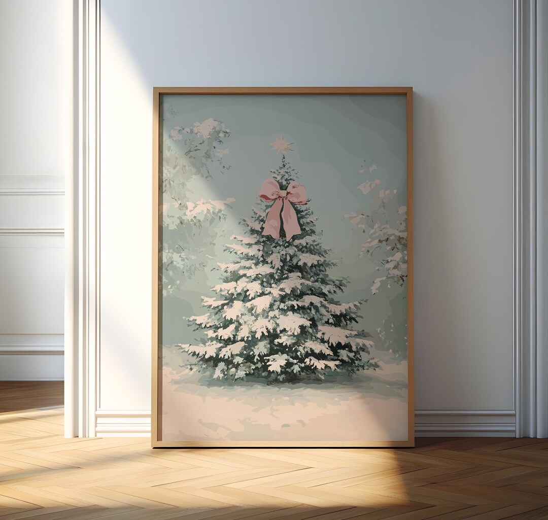 Christmas Tree Print, Christmas Illustration, Winter Oil Painting ...
