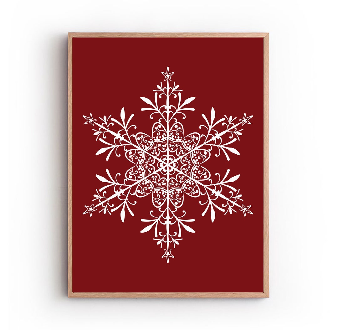 Snowflake Digital Print, Boho Snowflake Print, Snowflake Printable ...
