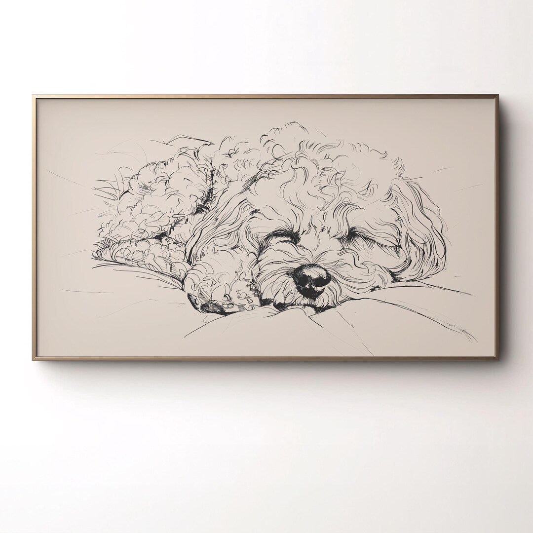 Vintage Poodle Frame TV Art, Poodle Retro Wall Decor, Rustic Art, Puppy ...