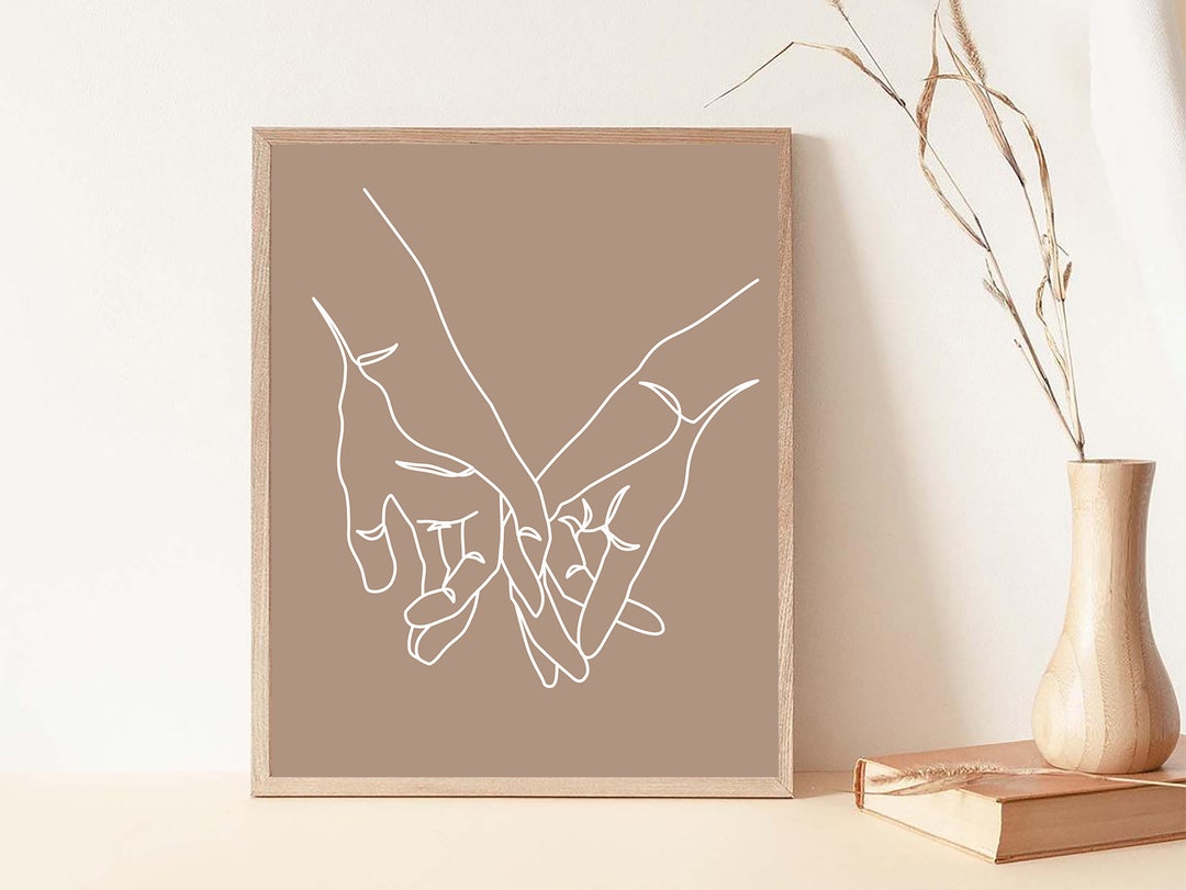 Abstract Print, Fine Line Hands Print, Couple Print, One Line Drawing ...