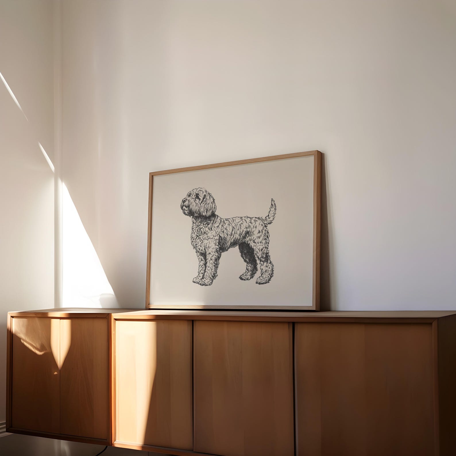 Vintage Goldendoodle Poster, Farmhouse Dog Vintage Drawing, Golden ...