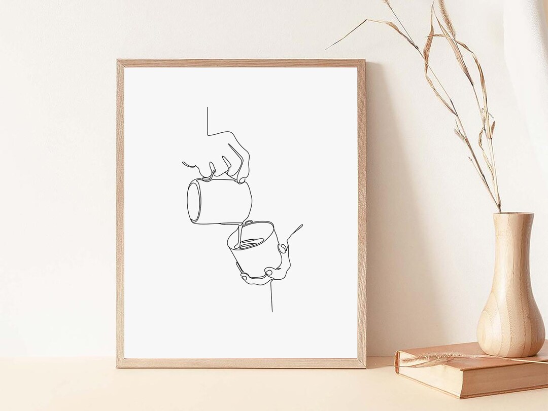 Coffee Hands Art Print, Line Art, Coffee Print, Hands Line Drawing ...