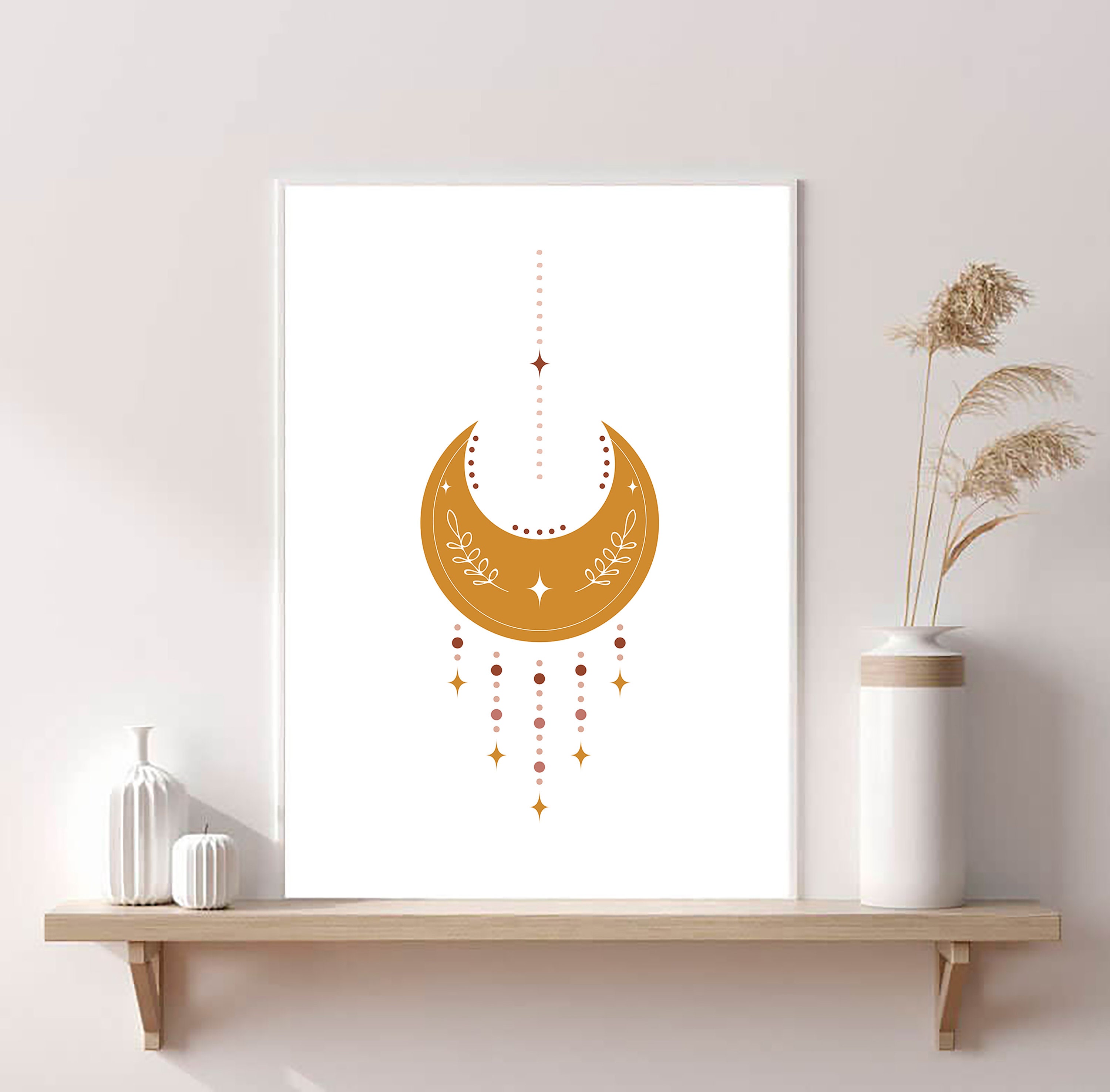 Moon and Stars Art Print Moon Art Print Moon Wall Art Moon - Etsy