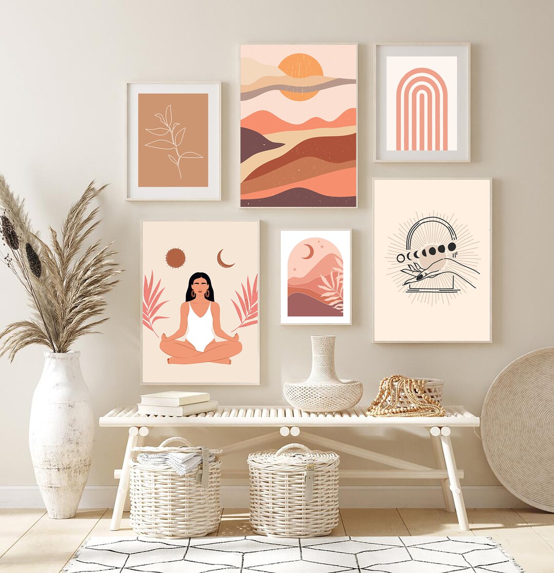 Boho Print Set of 6, Boho Gallery Wall Prints, Boho Gallery Wall Set ...