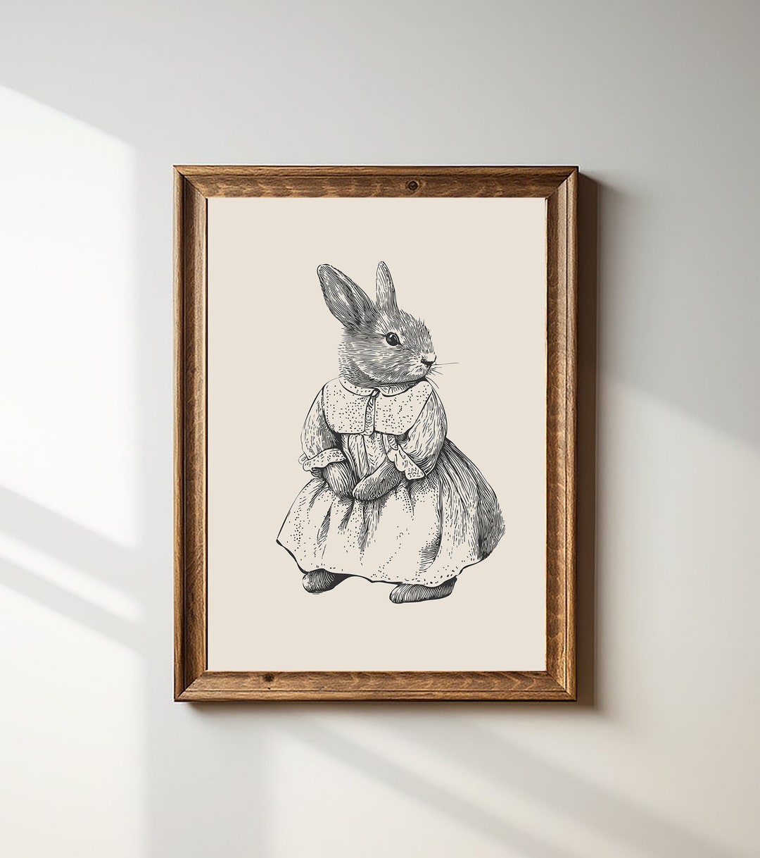 Rabbit Art, Vintage Animal Prints, Rabbit Illustration, Bunny Sketch ...