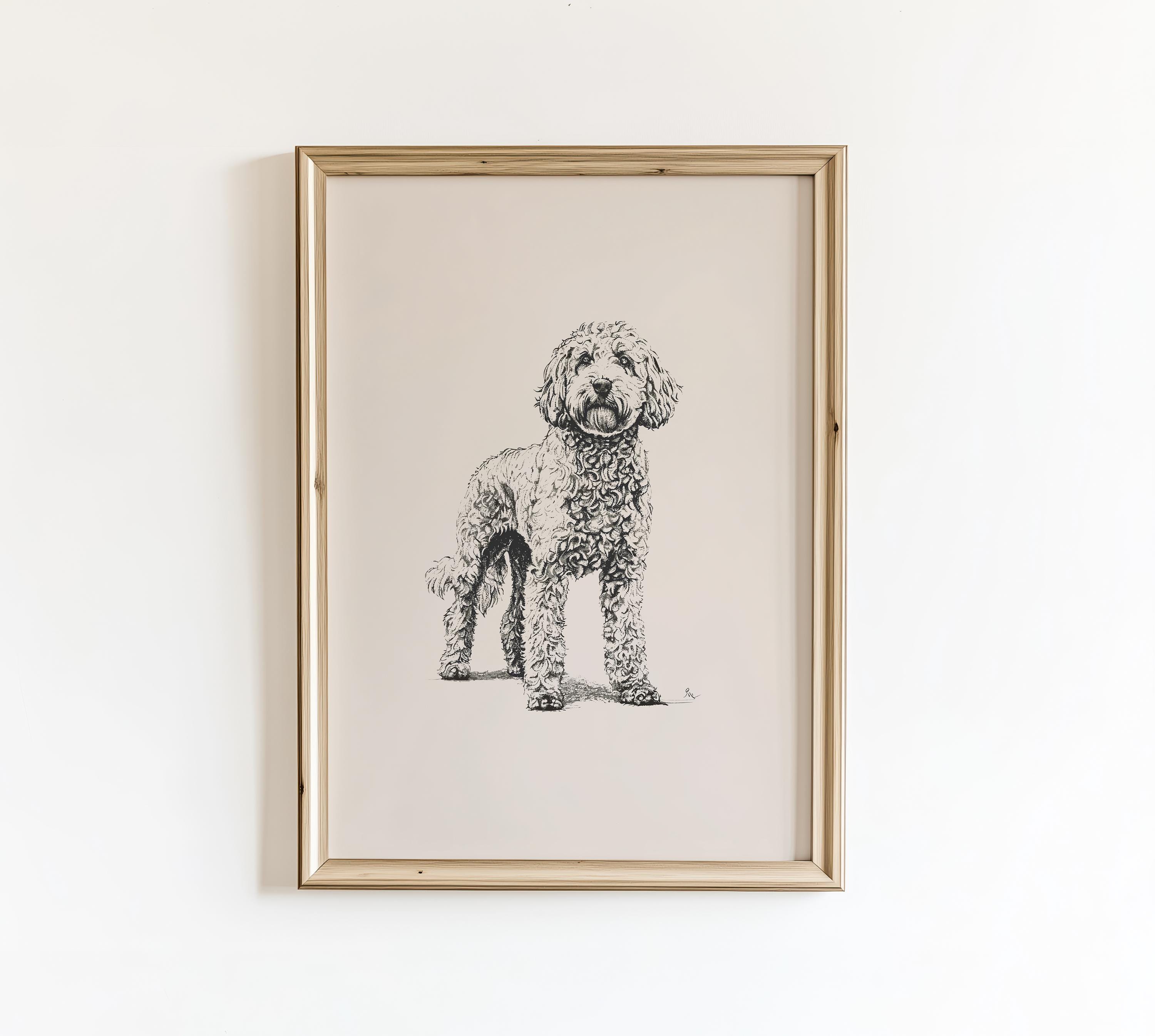 Goldendoodle Sketch Poster: Vintage Dog Wall Art, PRINTED AND SHIPPED ...