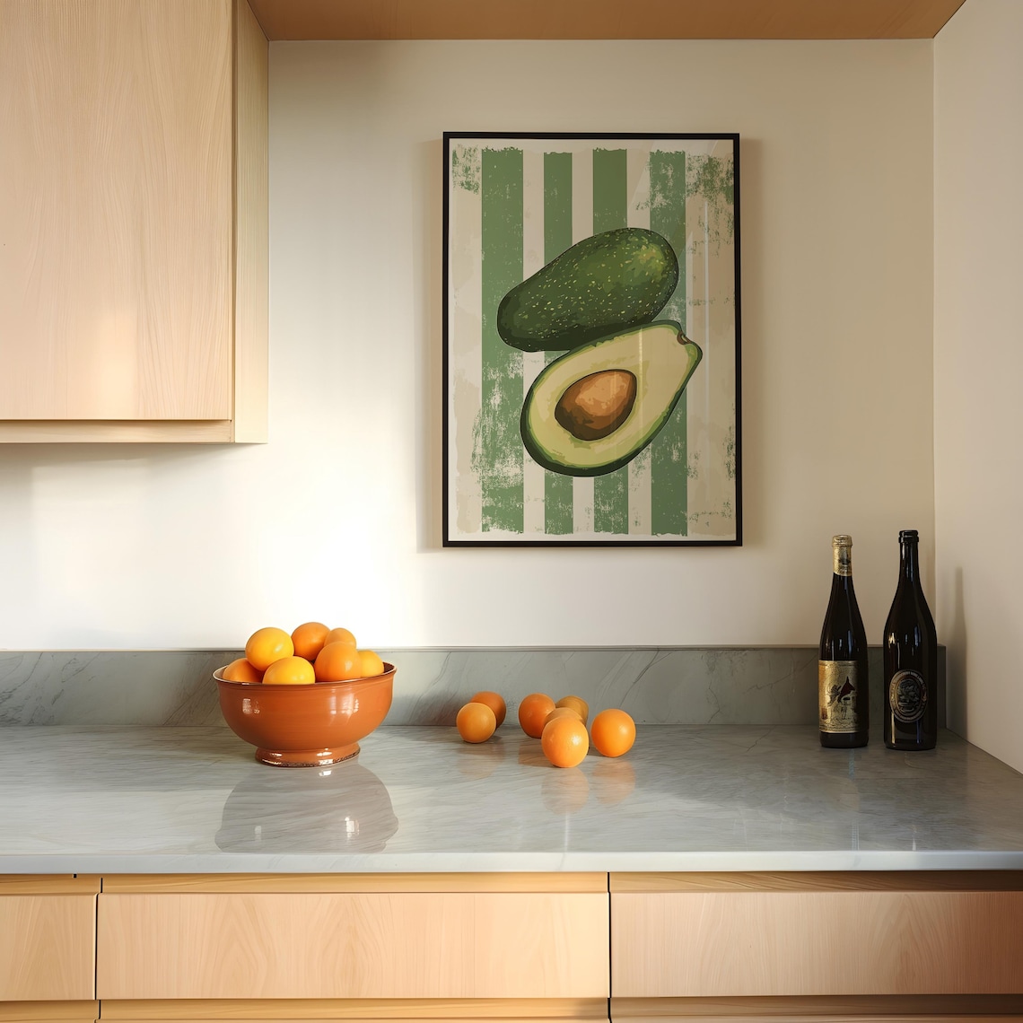 Retro Avocado Print, Avocado Wall Art, Kitchen Drawing, Trendy Poster ...