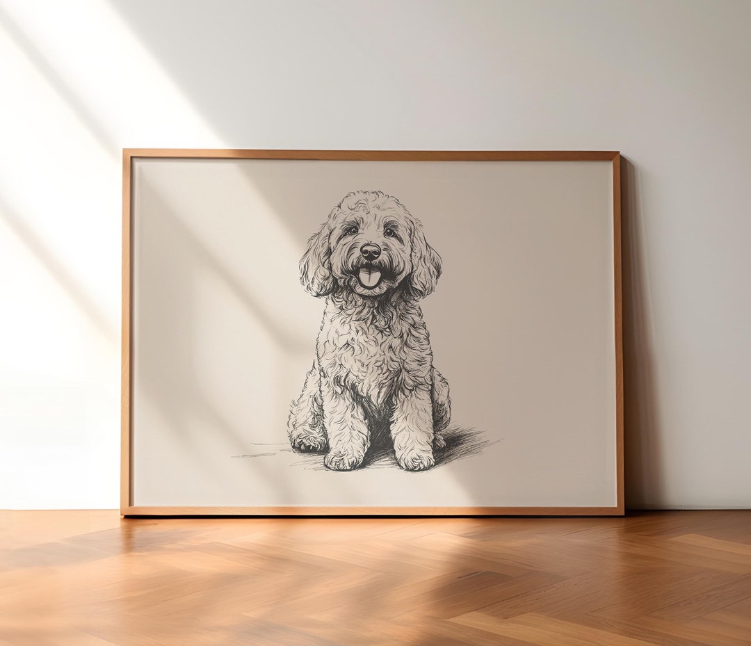 Goldendoodle Vintage Poster, Dog Vintage Art, Dog Wall Decor, Antique ...