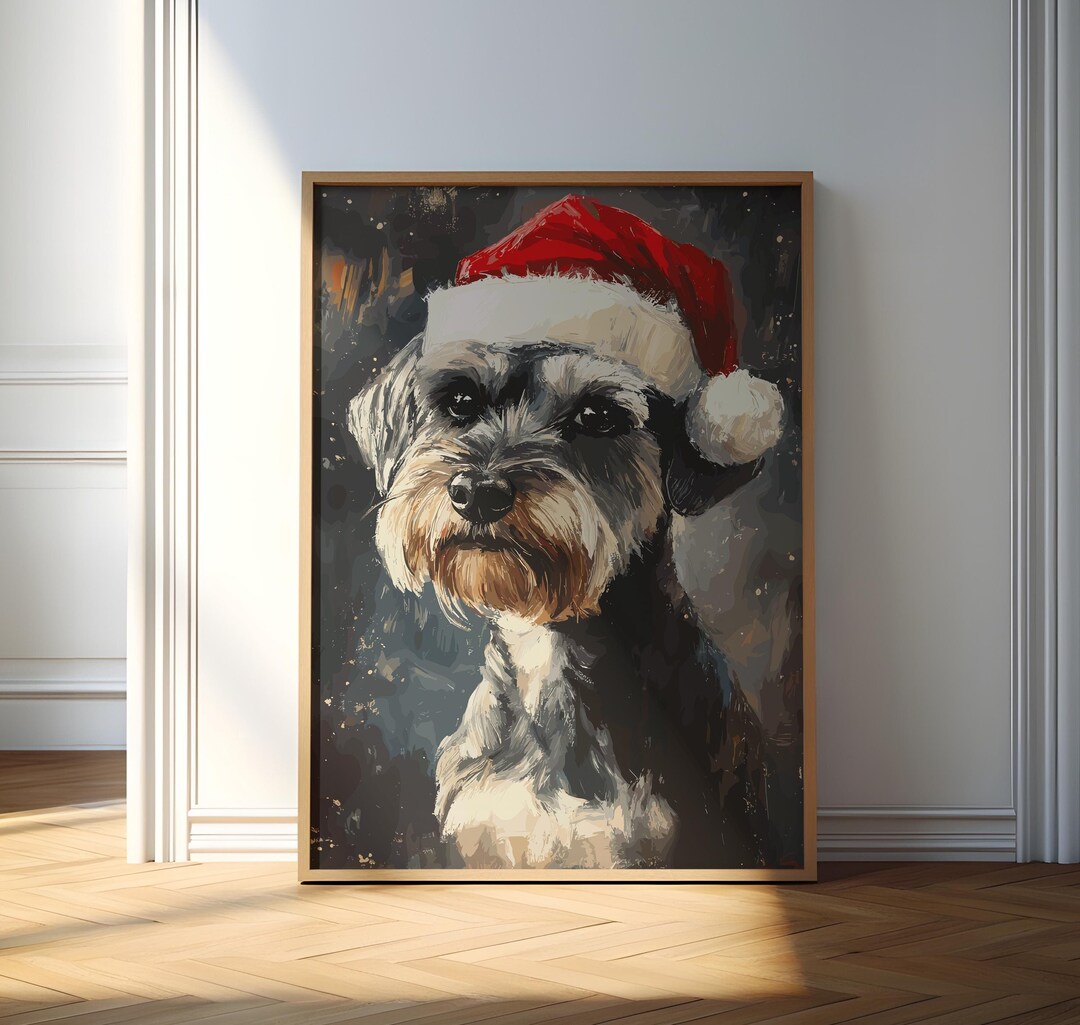 Vintage Schnauzer Santa Print, Retro Holiday Dog Art (digital Download ...