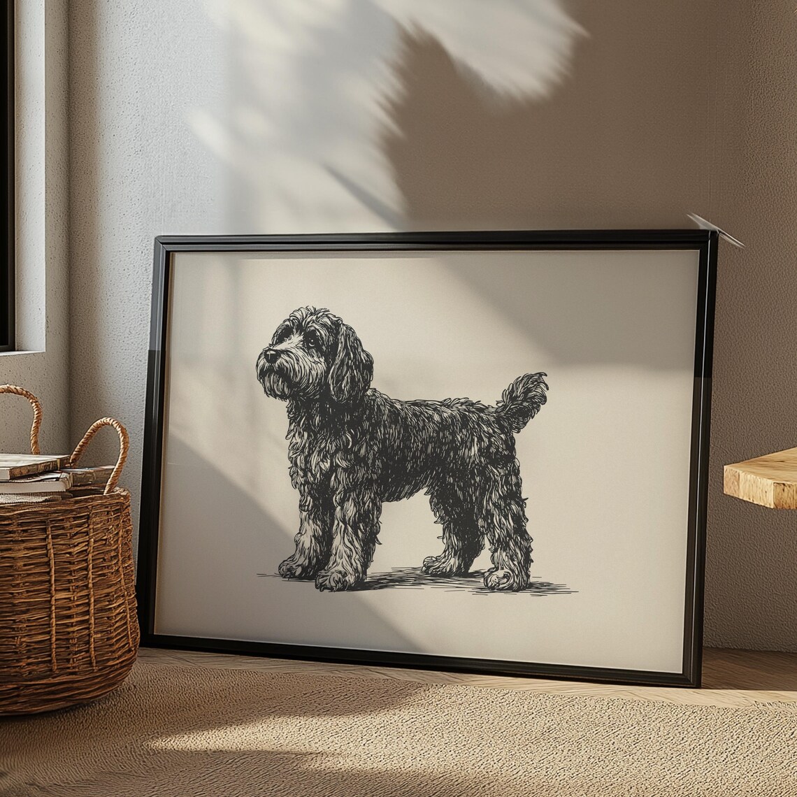Cavoodle Vintage Print, Cavapoo Retro Poster, Dog Wall Art Decor ...