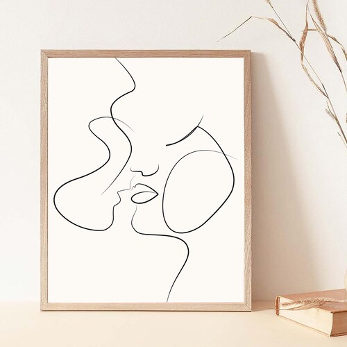 Minimal Abstract One Line Art Couple Poster Figure Drawing - Etsy