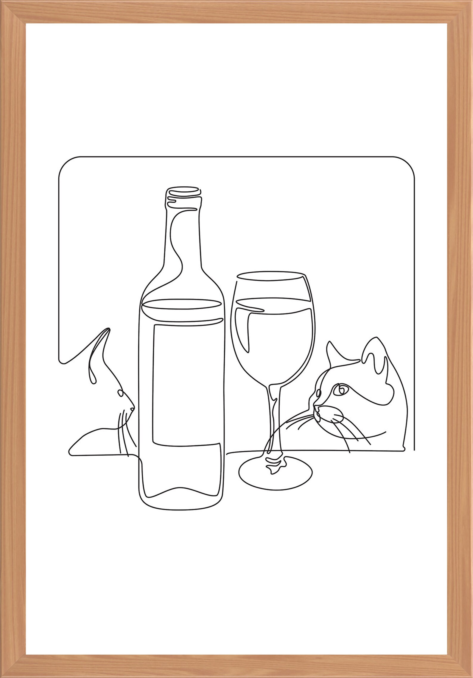 Wine Print Fine Line Bar Cart Prints Minimal Print Gallery - Etsy