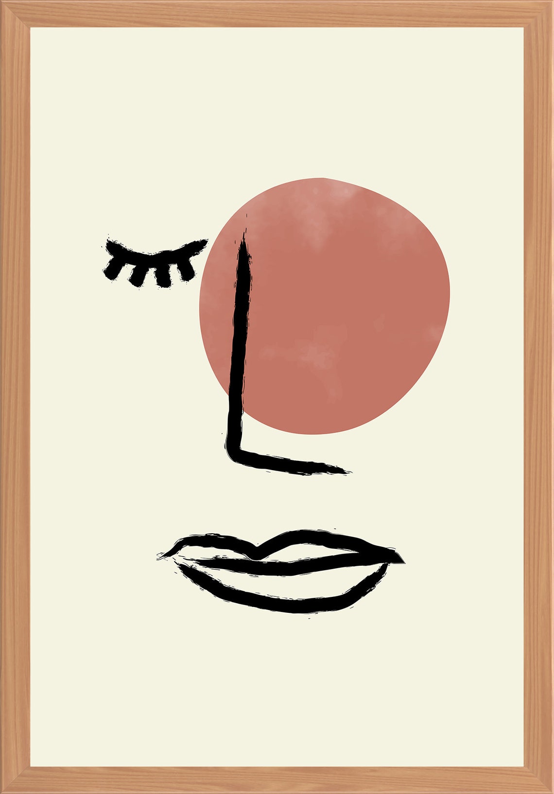 Abstract Face Drawing Boho Art One Line Print Neutral Boho | Etsy