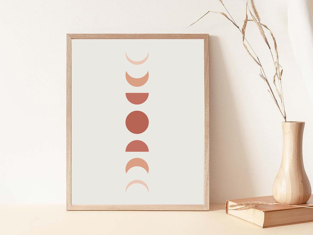 Moon Digital Art, Moon Phases Digital Download, Boho Wall Art Moon ...