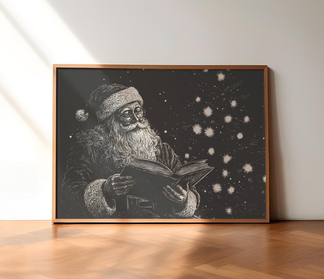 Vintage Santa Claus Drawing, Vintage Christmas Poster, Santa Claus ...