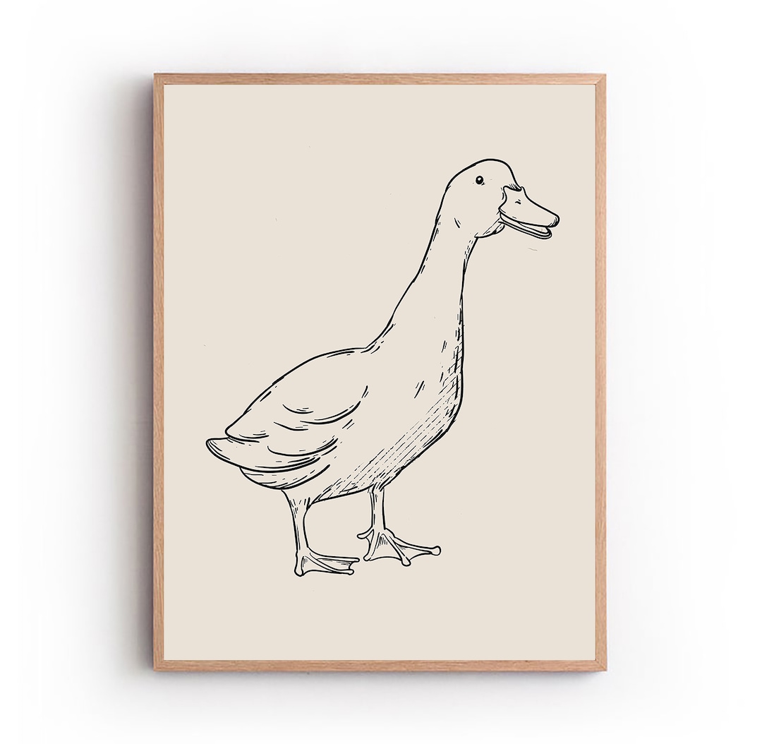 Duck Vintage Print, Duck Wall Decor, Duck Drawing Art, Antique Retro ...