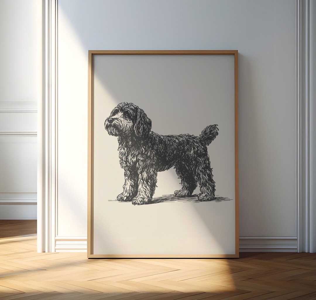 Cavoodle Vintage Poster, Cavapoo Retro Print, Dog Wall Art Decor ...
