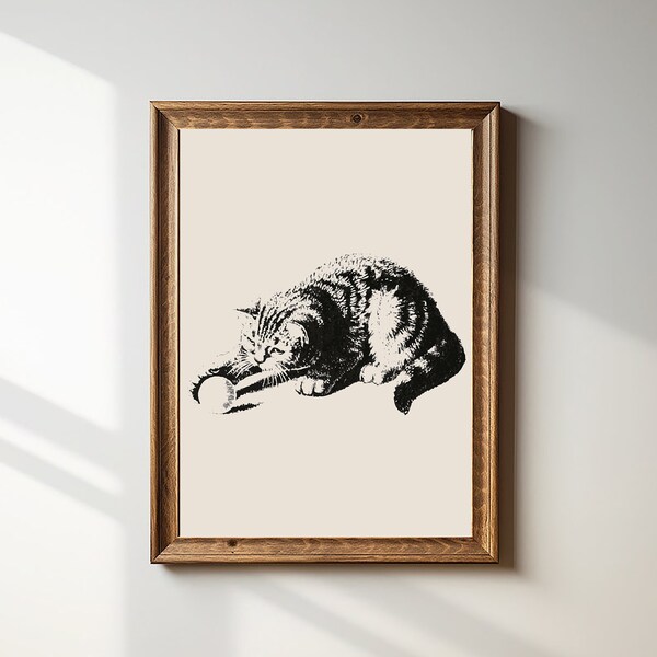 Vintage Cat Print - Etsy