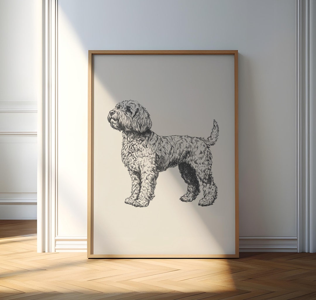 Goldendoodle Sketch Print: Vintage Dog Wall Art (digital Download) - Etsy