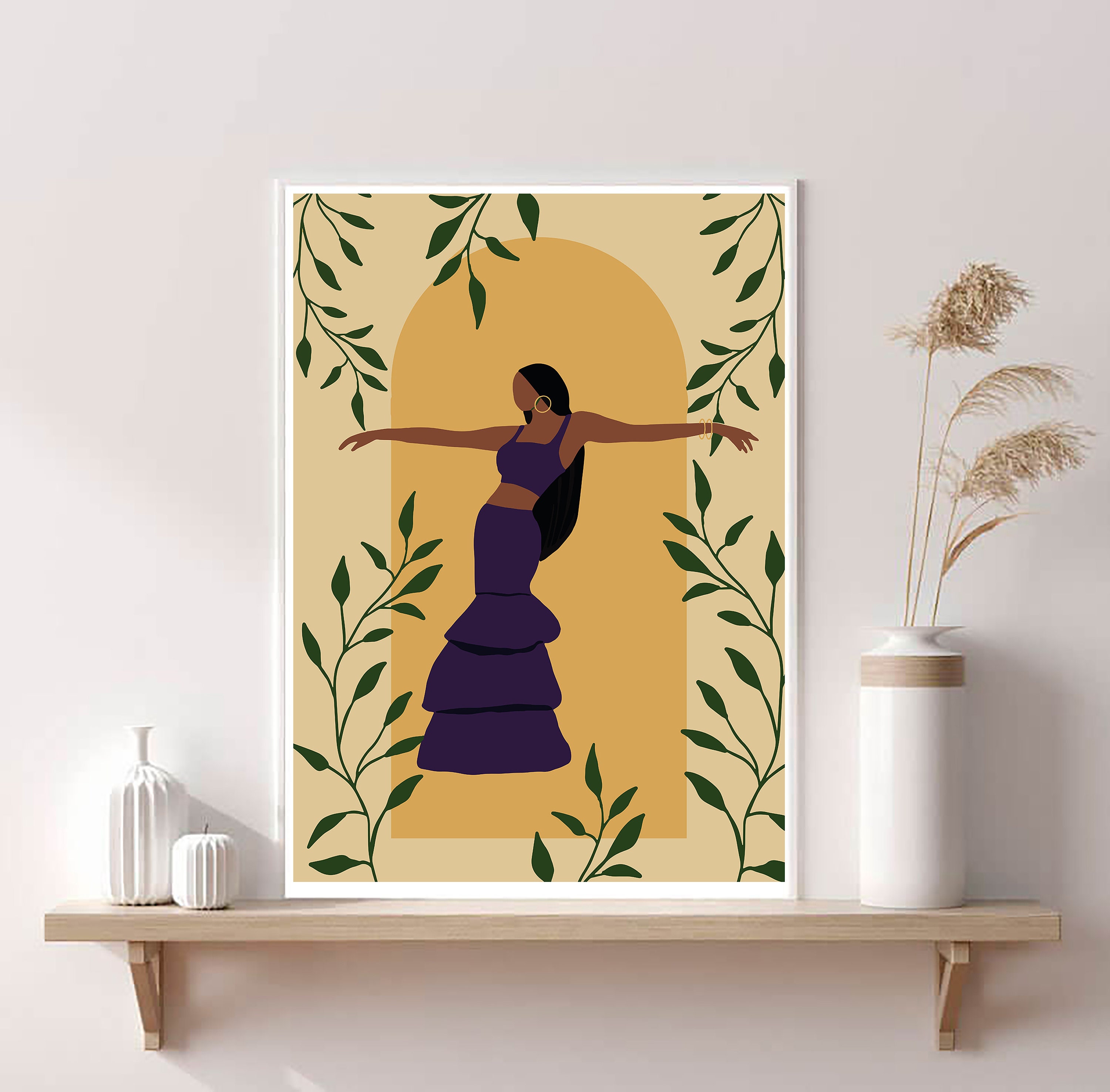 Woman Illustration Print Dancing Lady Art Feminine Wall Art - Etsy UK