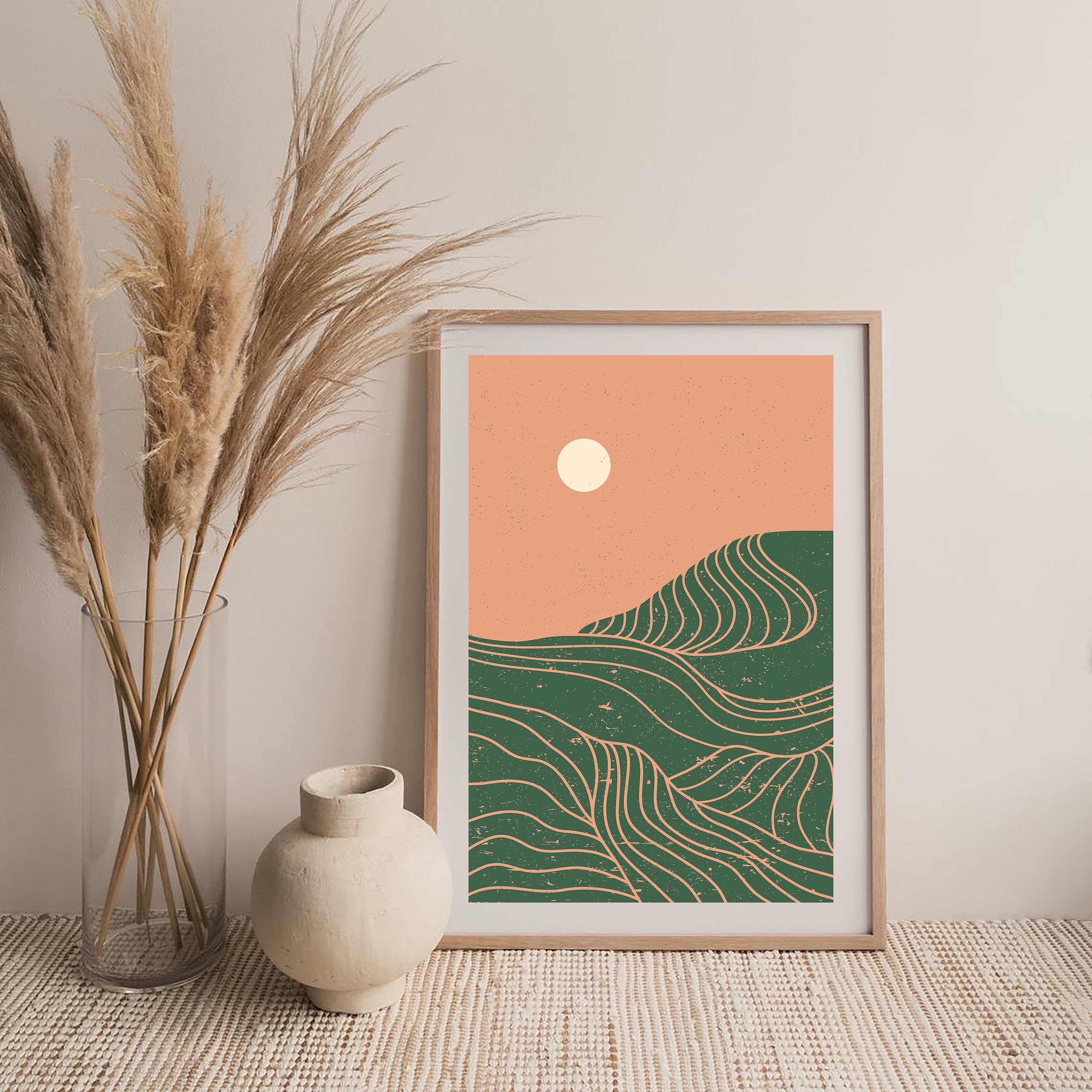 Boho Landscape Printable Abstract Sun Print Desert Art - Etsy