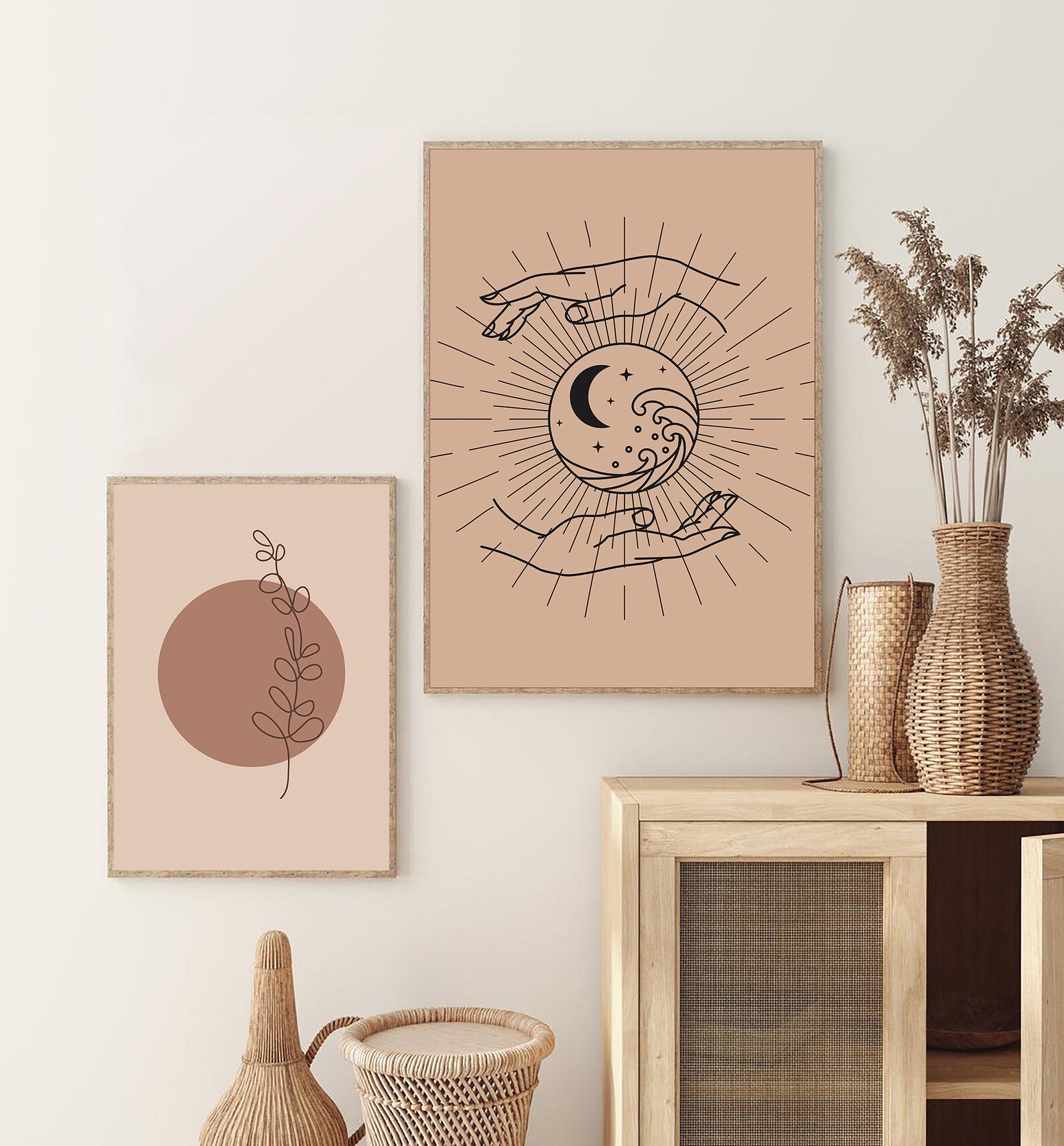 Neutral Boho Prints Set Boho Gallery Wall Art Boho Abstract - Etsy
