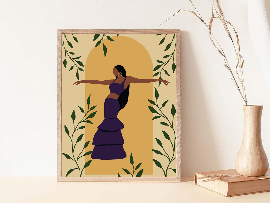 Woman Illustration Print Dancing Lady Art Feminine Wall Art - Etsy UK