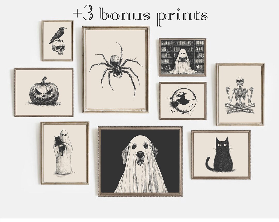Halloween Bundle Set, Halloween Wall Art Printable, Halloween Gallery ...