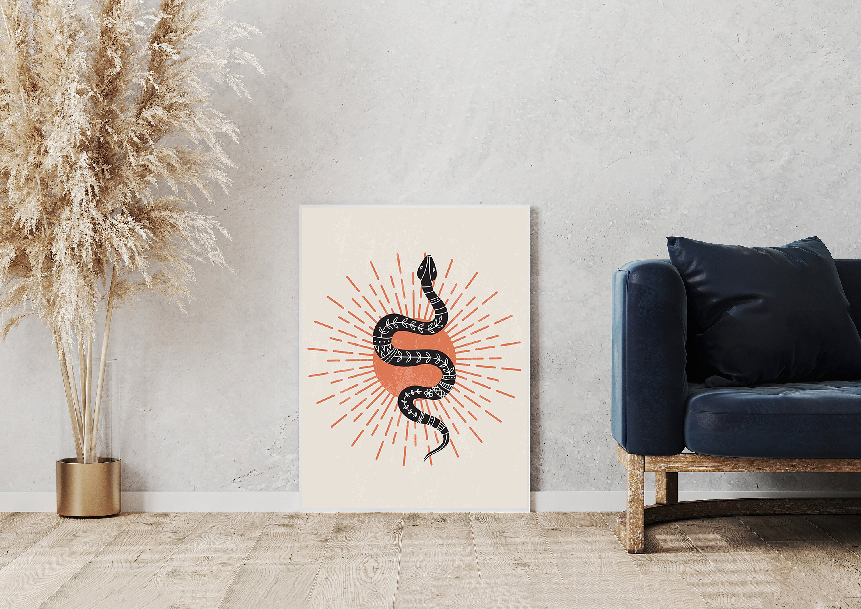 Snake Boho Print Bohemian Art Print Snake Boho Art Boho - Etsy