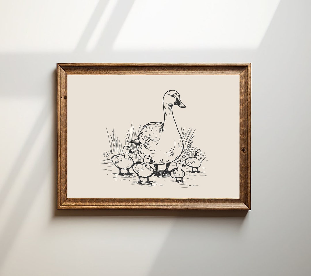 Duck Vintage Print, Horizontal Duck Print, Duck Wall Decor, Duck ...