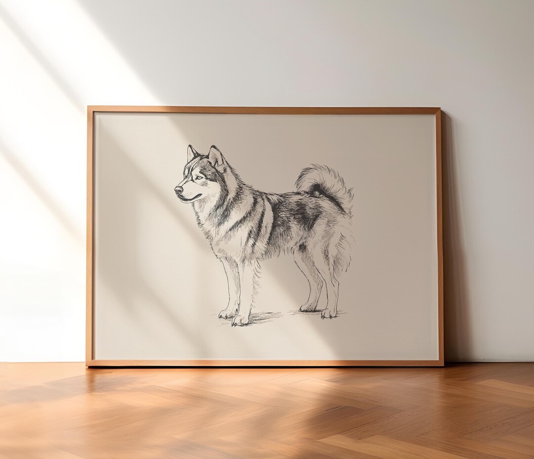 Vintage Husky Sketch Print: Retro Dog Wall Art (digital Download) - Etsy