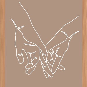 Abstract Print, Fine Line Hands Print, Couple Print, One Line Drawing ...