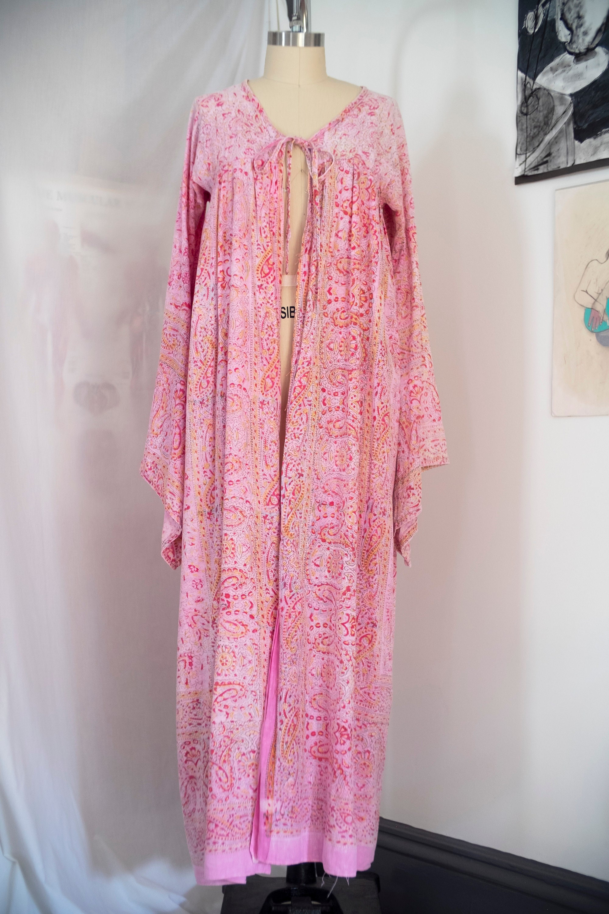 Vintage 70’s Indian Duster Dress in Pink Gauze - Etsy