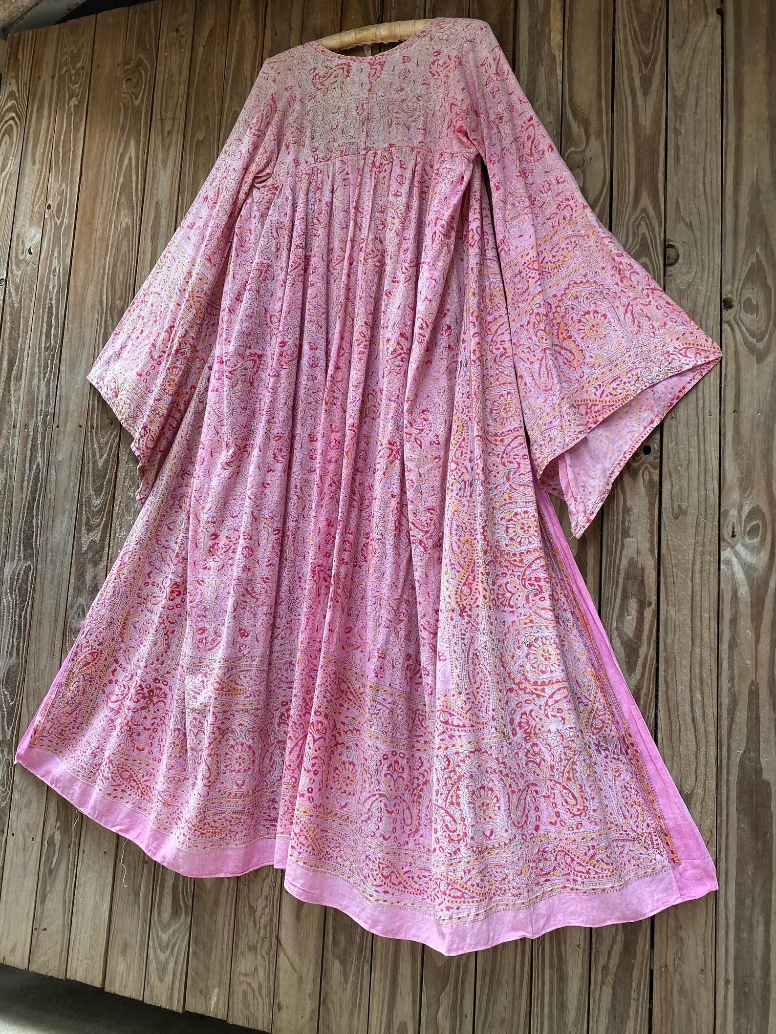 Vintage 70’s Indian Duster Dress in Pink Gauze - Etsy