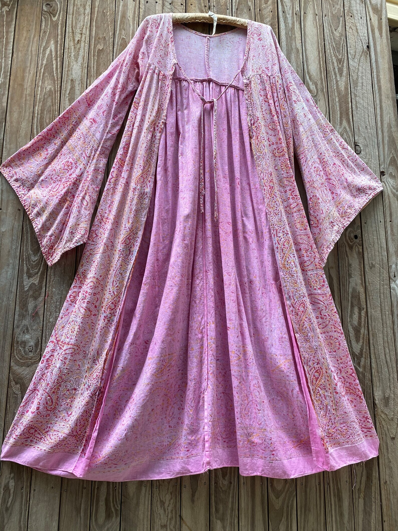Vintage 70’s Indian Duster Dress in Pink Gauze - Etsy