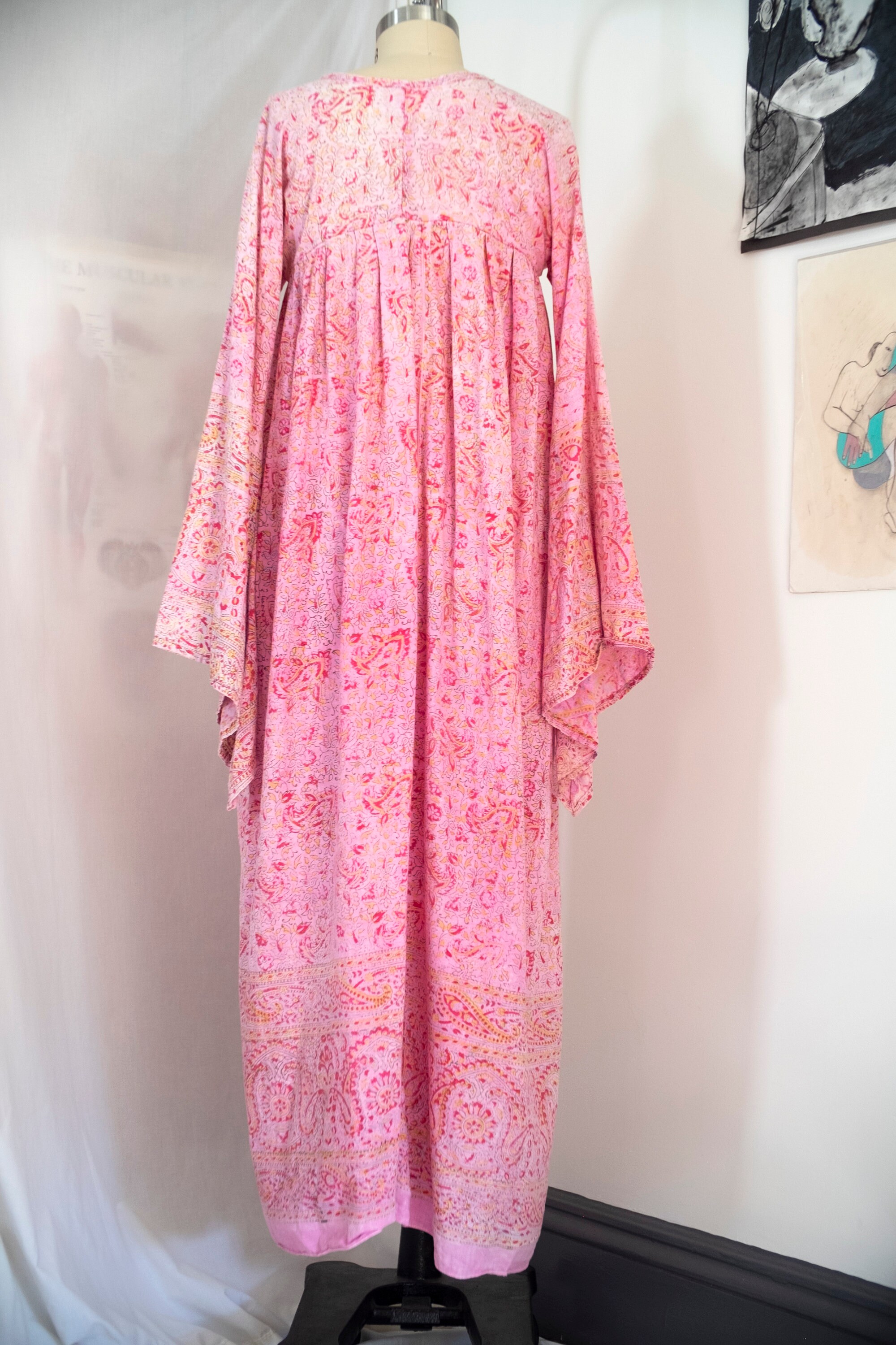 Vintage 70’s Indian Duster Dress in Pink Gauze - Etsy