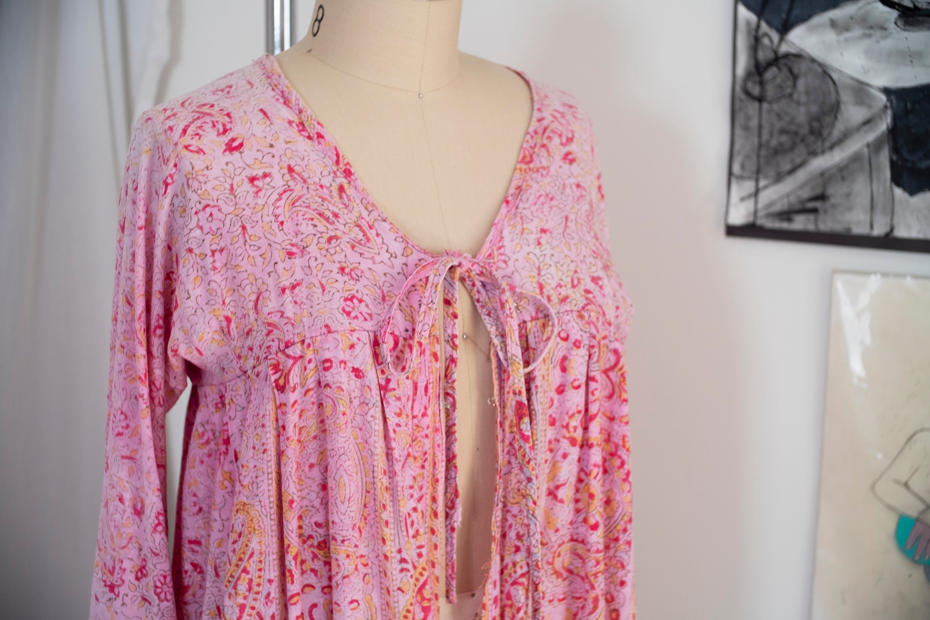 Vintage 70’s Indian Duster Dress in Pink Gauze - Etsy