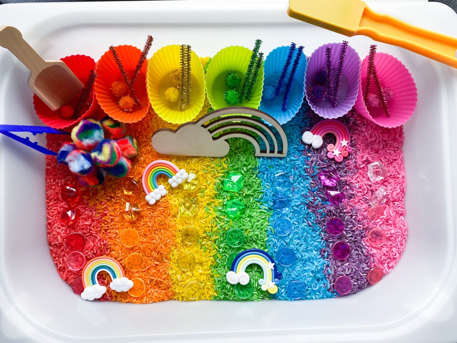 Rainbow Sensory Bin | Etsy