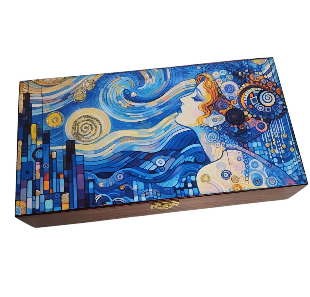 Abstract Painted Box Cosmic Illumination, Paint Box, Gift for Artist ...