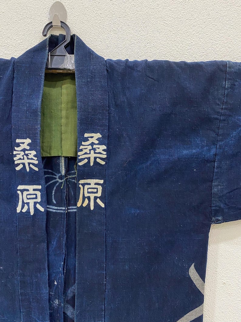 Vintage Indigo Hanten Jacket Sashiko Boro Sign of Wear Japanese ...