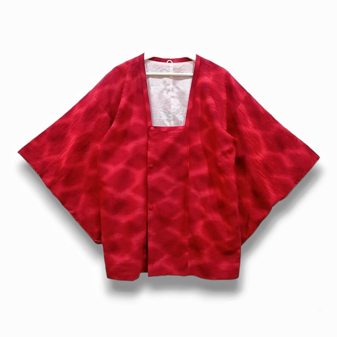 Vintage Geometry Pattern Kimono Haori Floral Noragi Hanten Jinbei ...