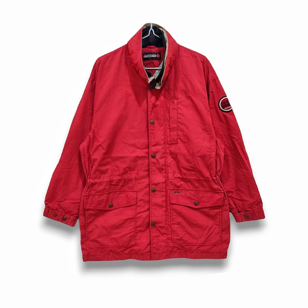 Vintage 90s Lucky Strike Windbreaker Jacket Minimalist Menswear ...