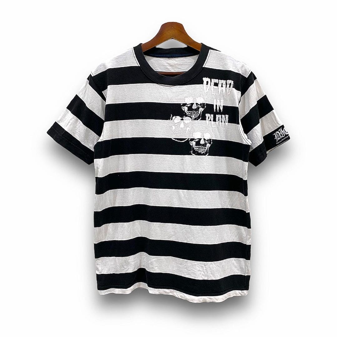 Vintage Y2K Underground Silver Style DIG Striped Shirts Streetwear Size ...