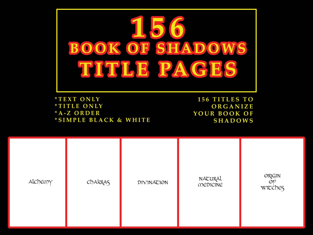 Book of Shadows *156 Title Pages*- SIMPLE - Text Only - Etsy