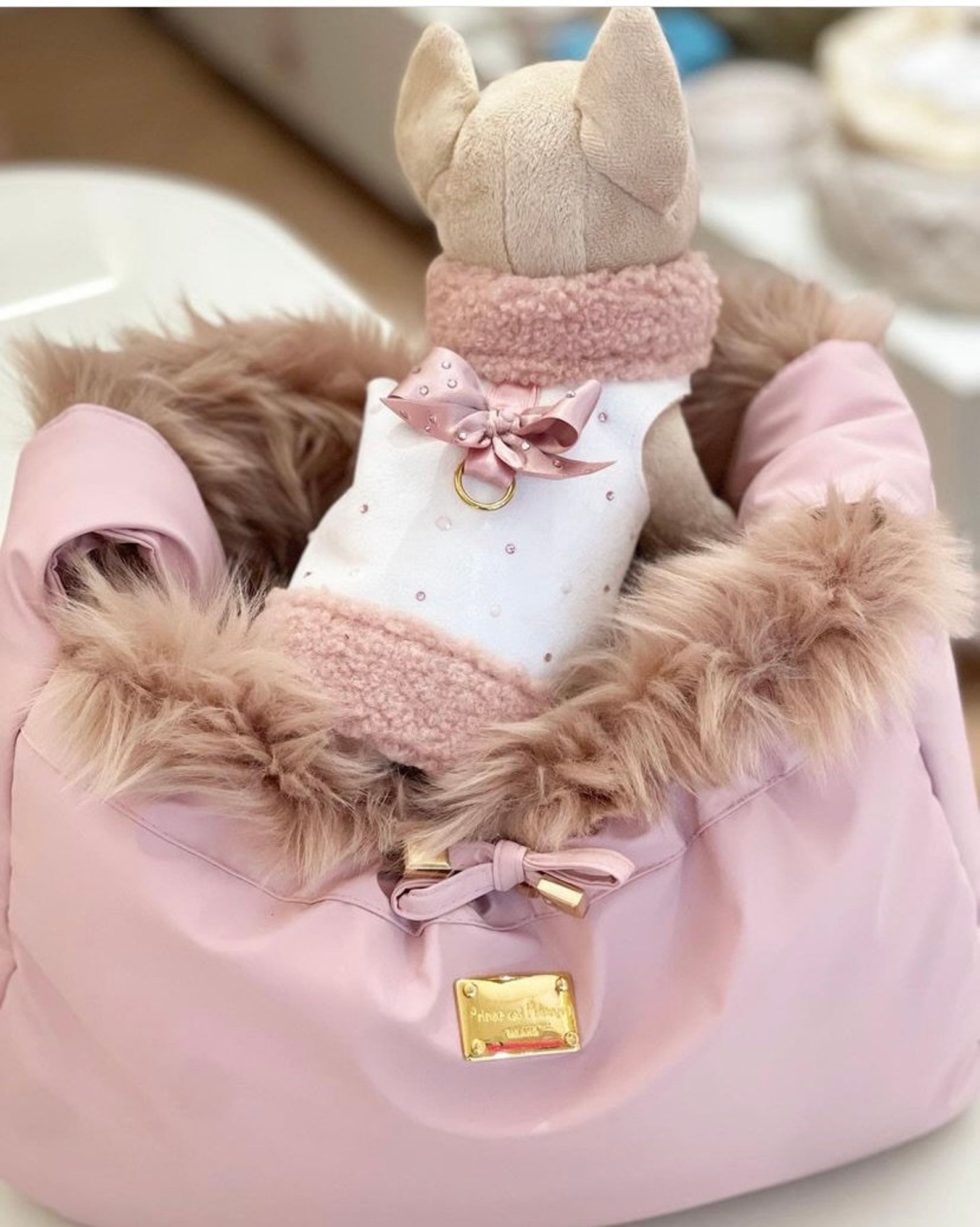 Pink Soft Dog Travel Carrier / Teacup Dog / Teacup Puppy / Luxury Dog ...