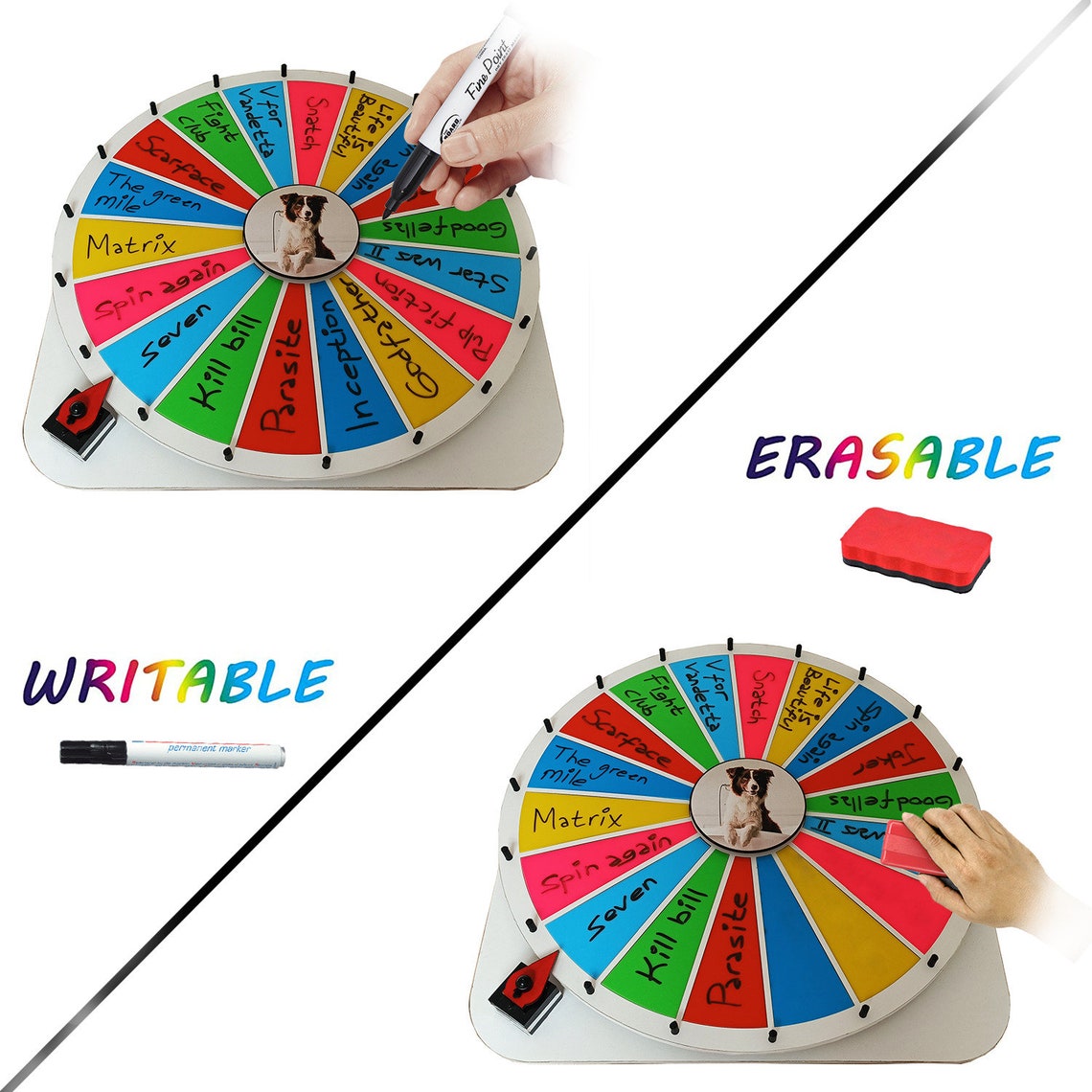 White 24 Prize Wheel Wooden Spin the Wheel Game Large Prize Wheel ...