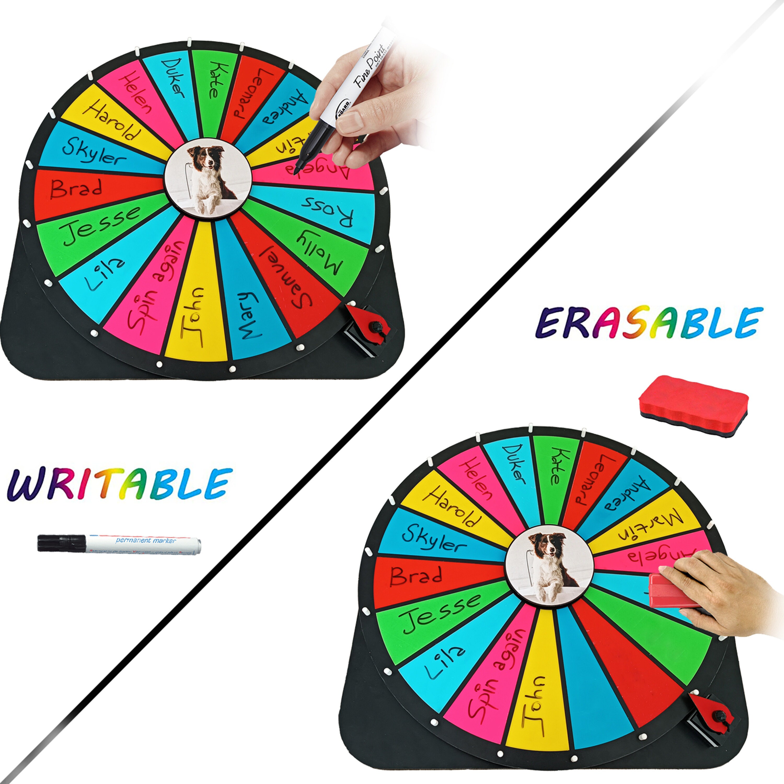 Black 24 Prize Wheel Wooden Spin the Wheel Game Large Prize Wheel ...