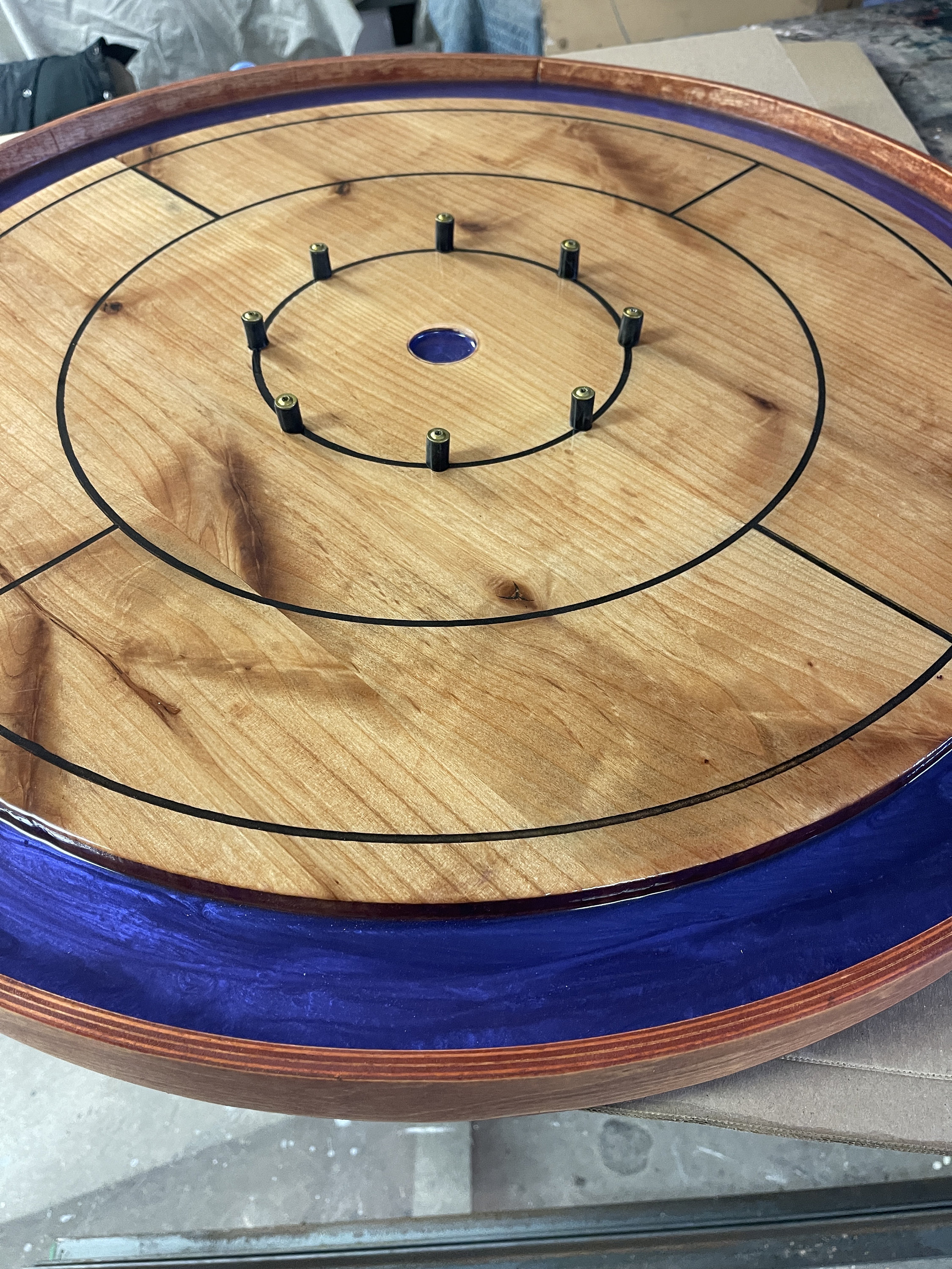 Custom Alder Crokinole Board Epoxy Finish No Stain Black Lines Purple ...