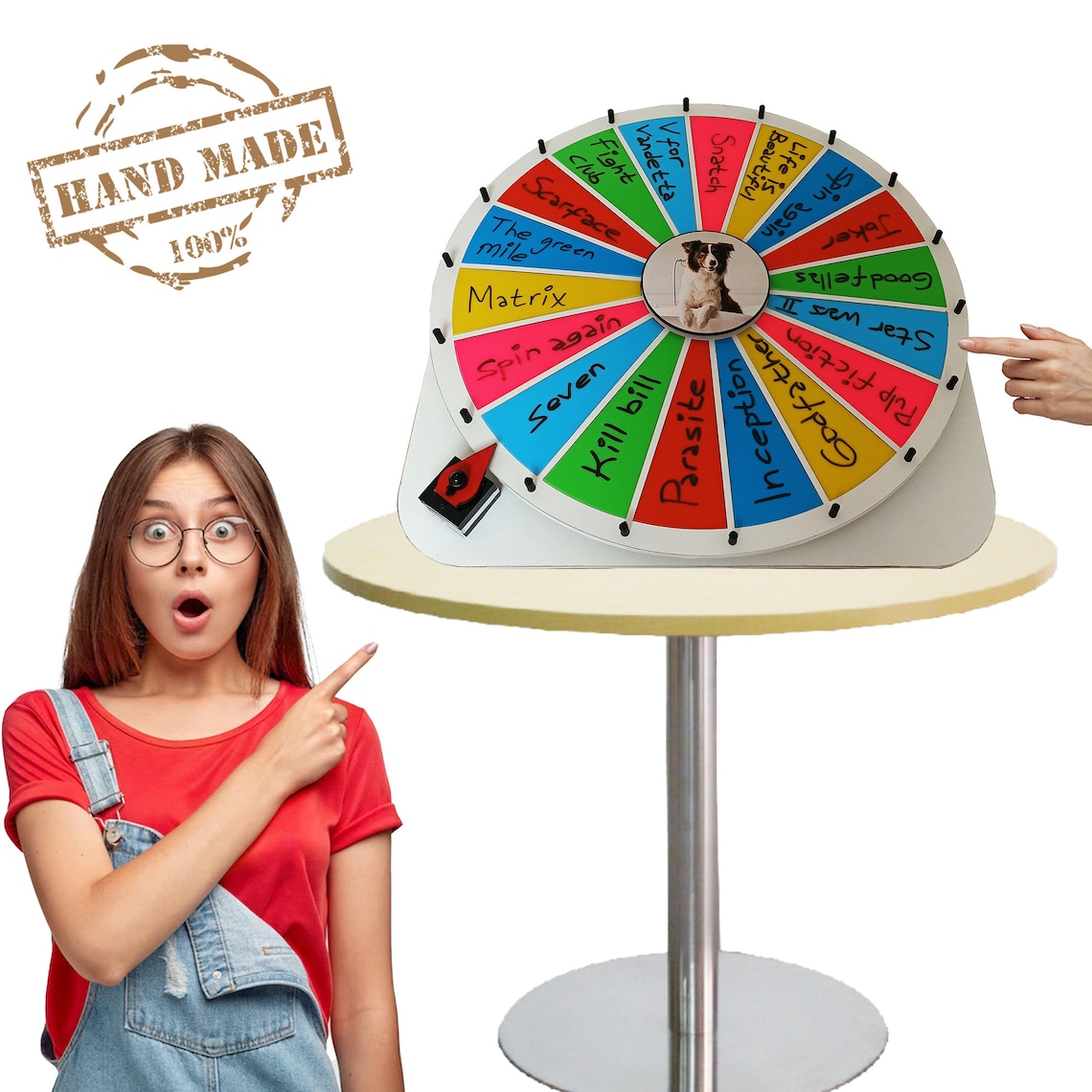 White 24 Prize Wheel Wooden Spin the Wheel Game Large Prize Wheel ...